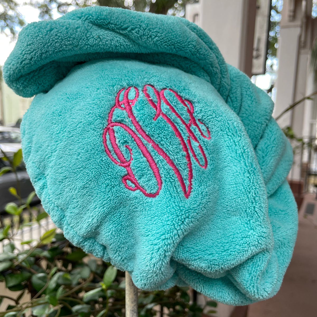 MONOGRAM PLUSH TURBO TOWEL HOT PINK – Orient Expressed