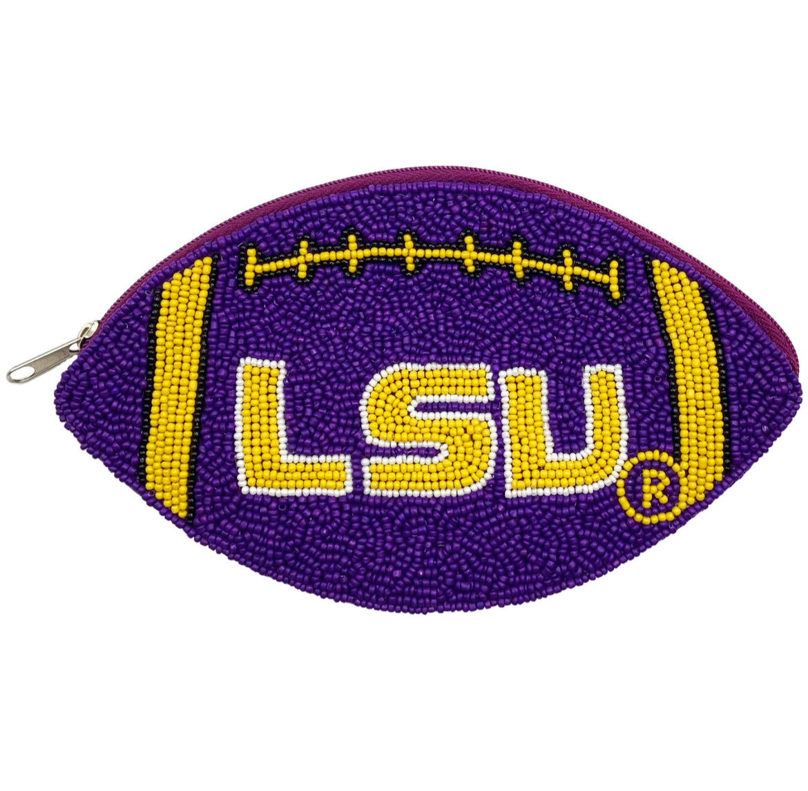 LSU FOOTBALL BEADED POUCH – Orient Expressed